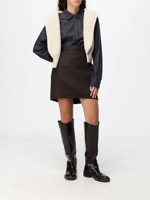 Max Mara High-waisted Virgin Wool Pencil Mini Skirt With Slim Fit - Gray