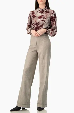 IVONNE Long-sleeve Button-up Floral Blouse
