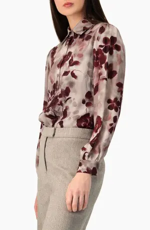 IVONNE Long-sleeve Button-up Floral Blouse