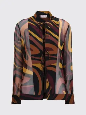 Emilio Pucci Abstract Print Pure Silk Shirt With Ruffle Details
