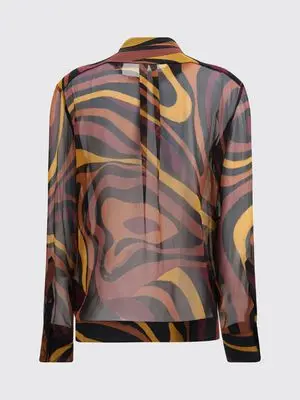 Emilio Pucci Abstract Print Pure Silk Shirt With Ruffle Details
