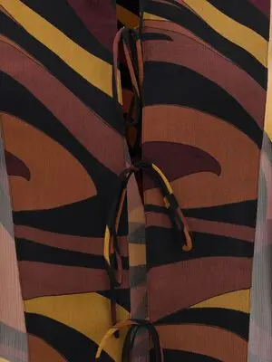 Emilio Pucci Abstract Print Pure Silk Shirt With Ruffle Details