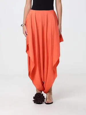 Alaïa Alai�a Asymmetric Long Skirt In Cady With Elasticated Waist - Red
