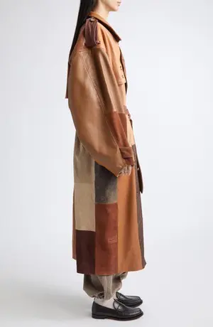 ACT N*1 Patchwork Leather Trench Coat