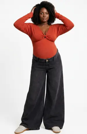 CACHE COEUR Maternity Superwide Leg Jeans Rodeo