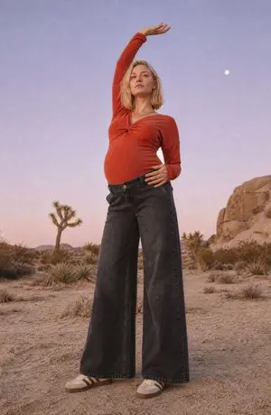 CACHE COEUR Maternity Superwide Leg Jeans Rodeo