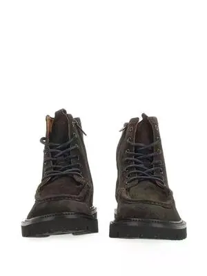 BOSS Lace-up Boots In Suede With Side-zipper