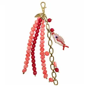 FARRA Fish Charm Pink & Bamboo Coral Phone Strap/bag Charm - Red