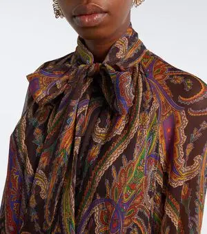 Etro Paisley Tie-neck Silk Minidress