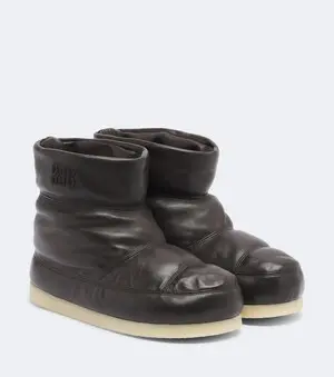 Miu Miu Padded Leather Ankle Boots - Brown