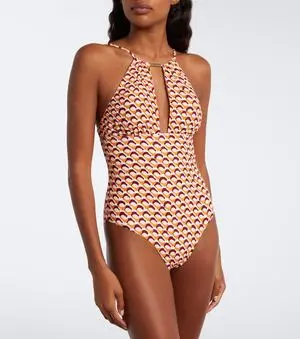 Melissa Odabash Surfside Cutout Printed Swimsuit