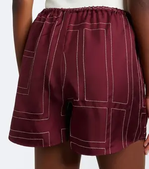 TOTEME Monogram Silk Twill Shorts - Red