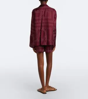 TOTEME Monogram Silk Twill Shorts - Red