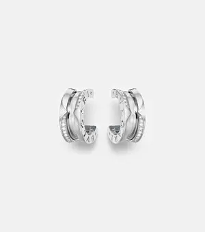 BVLGARI B.zero1 18kt White Gold Hoop Earrings With Diamonds - Silver