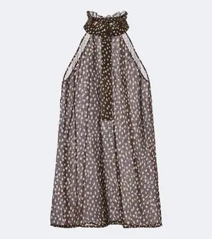 NILI LOTAN Daniella Polka-dot Halterneck Silk Top