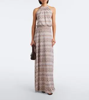 Melissa Odabash Charlotte Chevron Knitted Maxi Dress