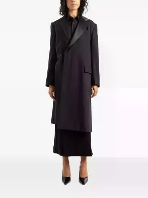 Sacai Satin-lapel Belted Coat