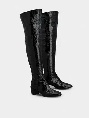 ROGER VIVIER Choc Cuissard Boots In Leather