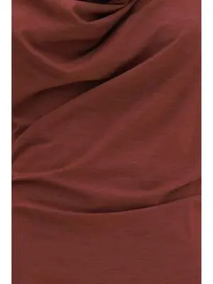Brunello Cucinelli Techno Wool Jersey Draped Dress With Monili