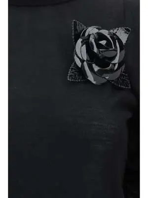 Blumarine High-neck Sweater With Flower Brooch