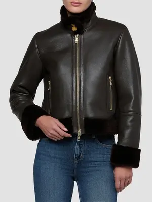 L'Agence Glacia Shearling-trimmed Jacket