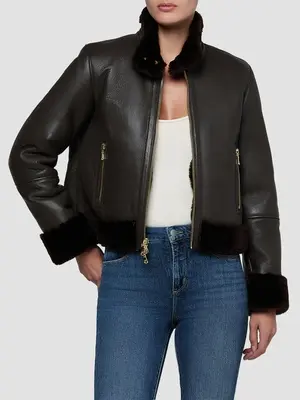 L'Agence Glacia Shearling-trimmed Jacket