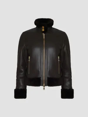 L'Agence Glacia Shearling-trimmed Jacket