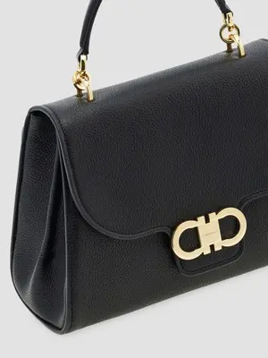 FERRAGAMO Double Gancini Leather Top Handle Bag