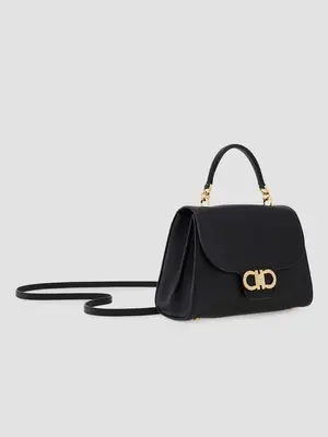 FERRAGAMO Double Gancini Leather Top Handle Bag