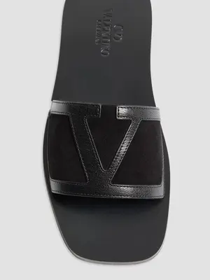 Valentino Garavani Viva Superstar Slide Sandals In Nappa And Split-grain Leather