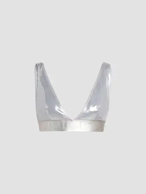 Versace Laminated Metallic Bikini Top - Silver