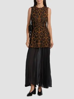 Ulla Johnson Auryn Appliqué Silk Sleeveless Combo Midi-dress