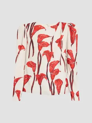 Carolina Herrera Floral Draped Blouse - Ceramic Multi