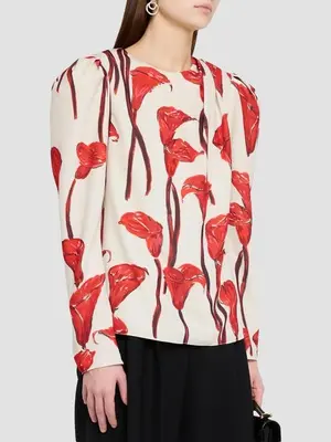 Carolina Herrera Floral Draped Blouse