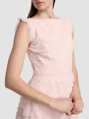 Bcbgmaxazria Tulle Sleeveless Tiered Minidress