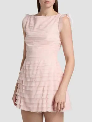 Bcbgmaxazria Tulle Sleeveless Tiered Minidress