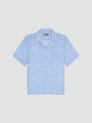 Vilebrequin Bubble Turtle 3d Print Linen Short-sleeve Shirt