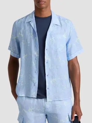 Vilebrequin Bubble Turtle 3d Print Linen Short-sleeve Shirt
