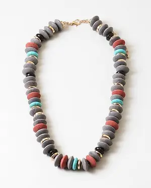 ERIN MCDERMOTT JEWELRY Ciao Multicolor Beaded Necklace - Grey