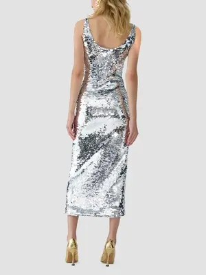 Carolina Herrera Sequined Scoopneck Sleeveless Midi Dress