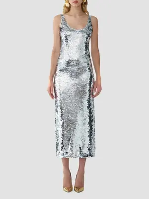 Carolina Herrera Sequined Scoopneck Sleeveless Midi Dress
