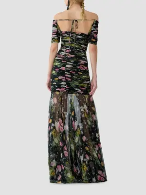 Carolina Herrera Floral Silk Ruched Off-shoulder Gown