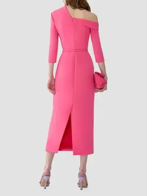 Carolina Herrera Belted One-shoulder Midi Dress