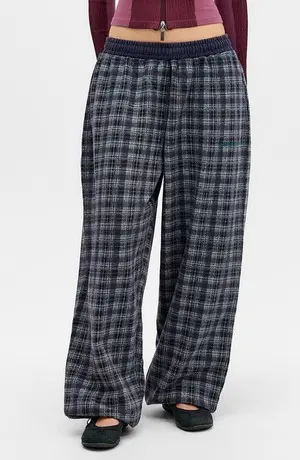 IETS FRANS Harri Check Baggy Sweatpants - Navy