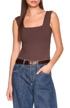 Susana Monaco Square Neck Wide Strap Tank - Java