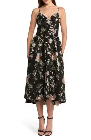 EN SAISON Jasmine Floral Jacquard Midi Dress - Black Multi