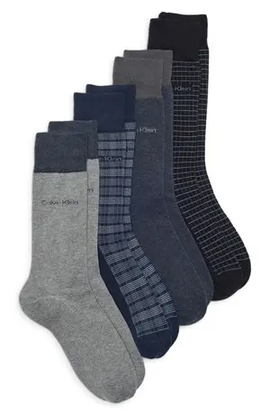 Calvin Klein Assorted 4-pack Holiday Crew Socks - Blue Assorted