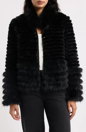 Love Token Joyce Reversible Faux Fur Jacket - Black