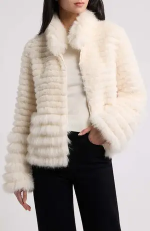 Love Token Joyce Reversible Faux Fur Jacket - Ivory