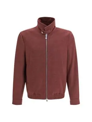 Brunello Cucinelli Wool Zip Jacket With High Collar - Multicolor